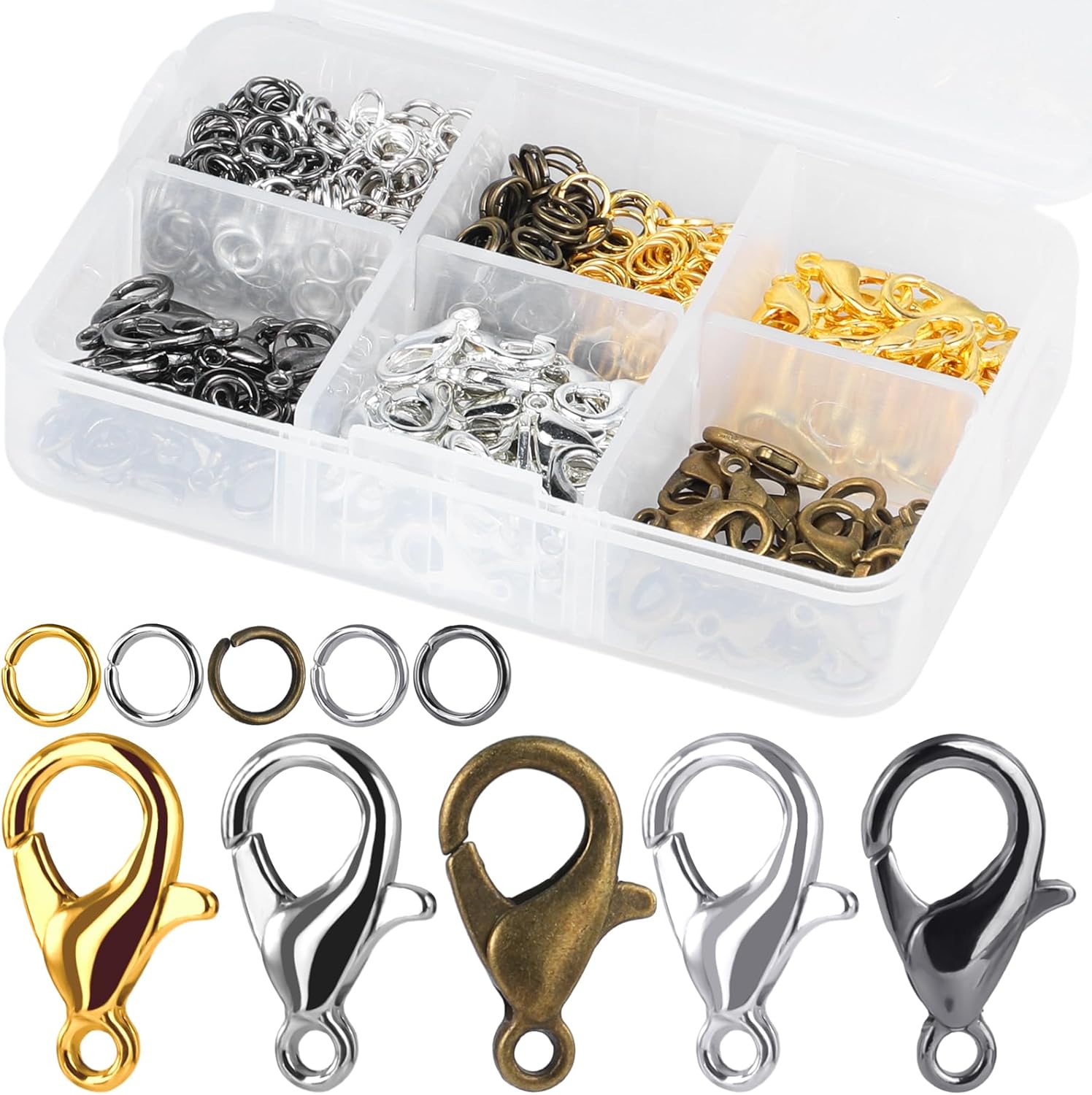 Amazon.com: Yizzvb 700 Pcs Lobster Clasps and Open Jump Rings Set, 5 ...