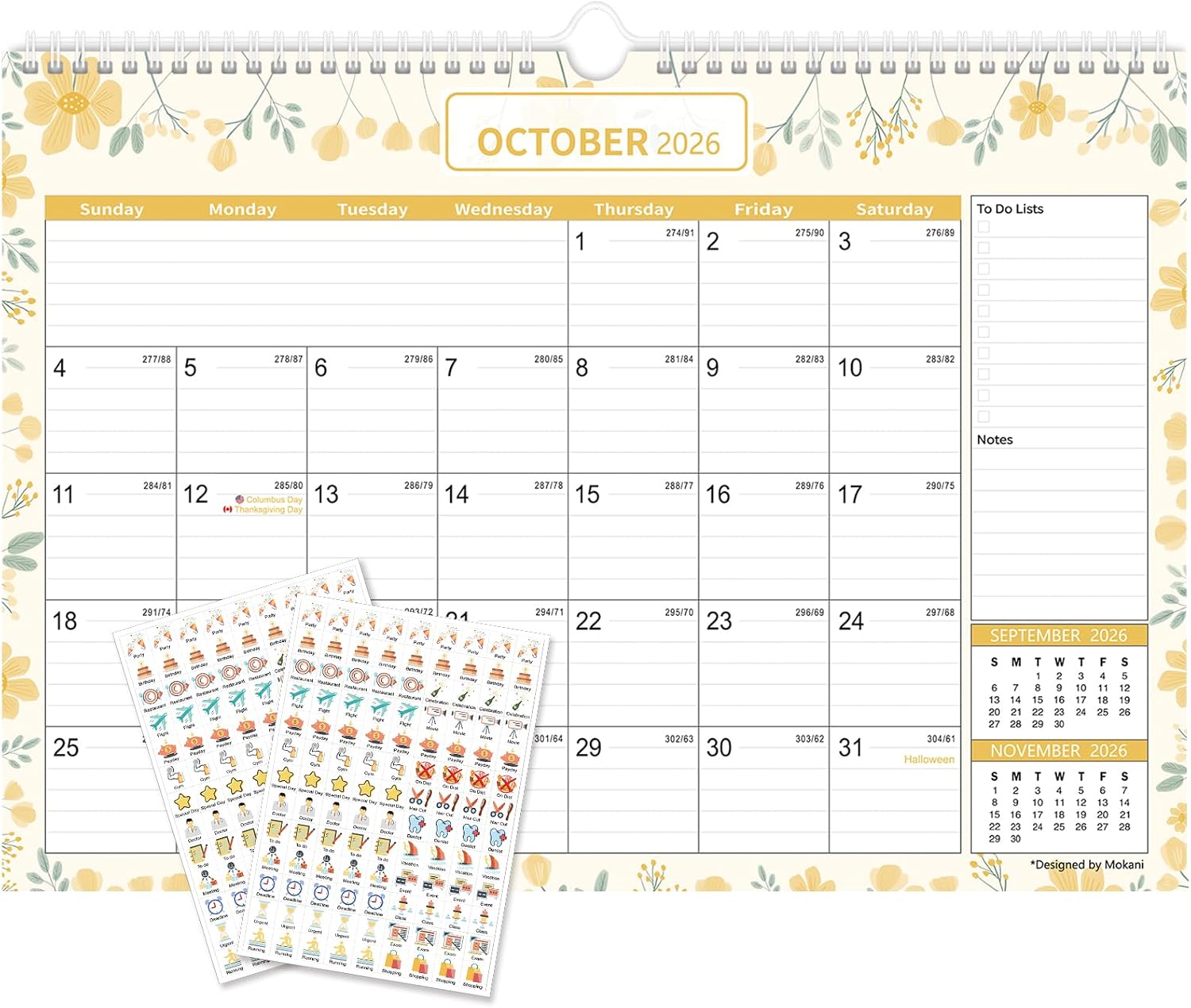 Wall Calendar 2025-2026, Mokani 2026 calendar Large Month-to-View Desk ...