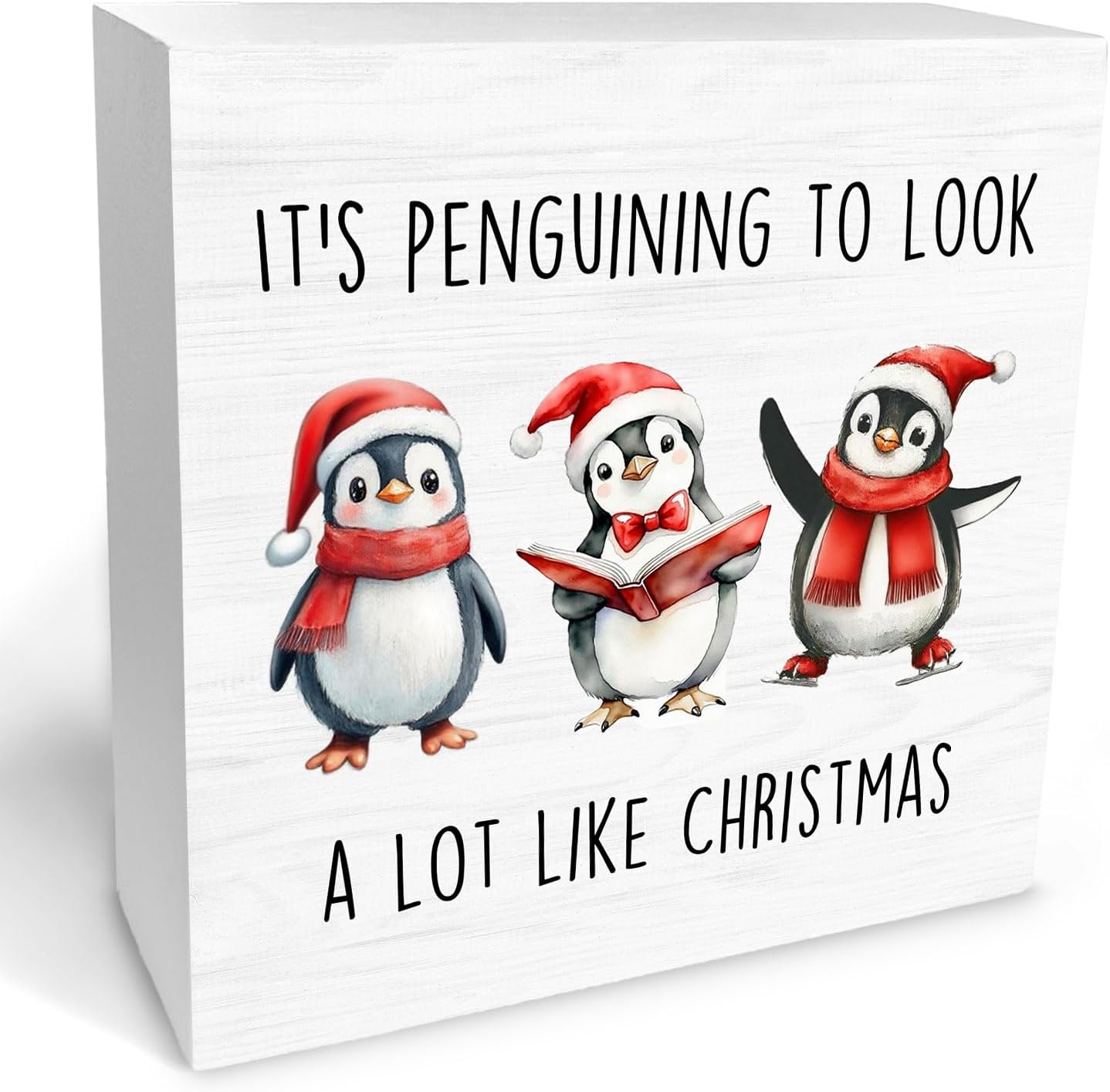 Amazon.com: IRTAGANNY Funny Christmas Penguin Wooden Box Sign Desk ...