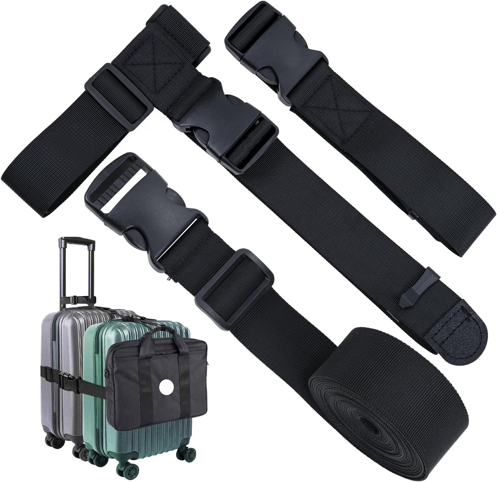 Amazon.com: BlueCosto Luggage Straps to Add a Bag - 4 Straps, Black ...