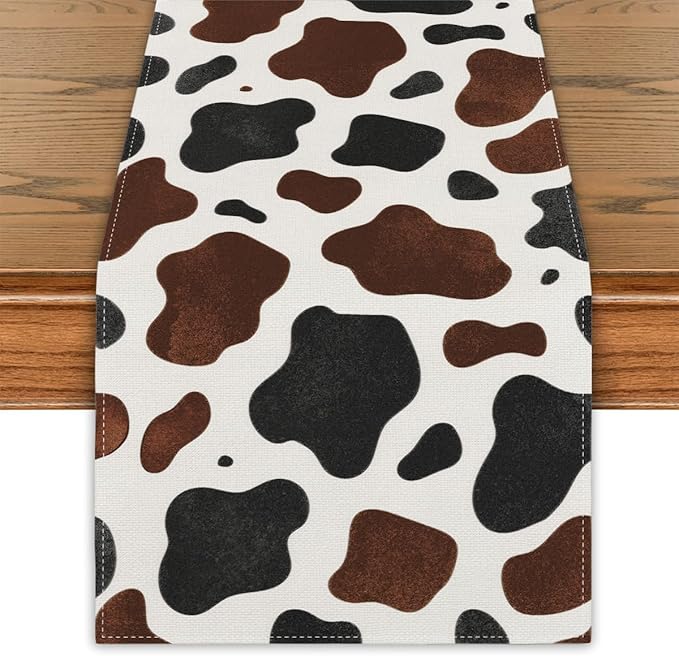 Amazon.com: Farmhouse Cow Print Table Runner Rustic Cowhide Table Cover ...