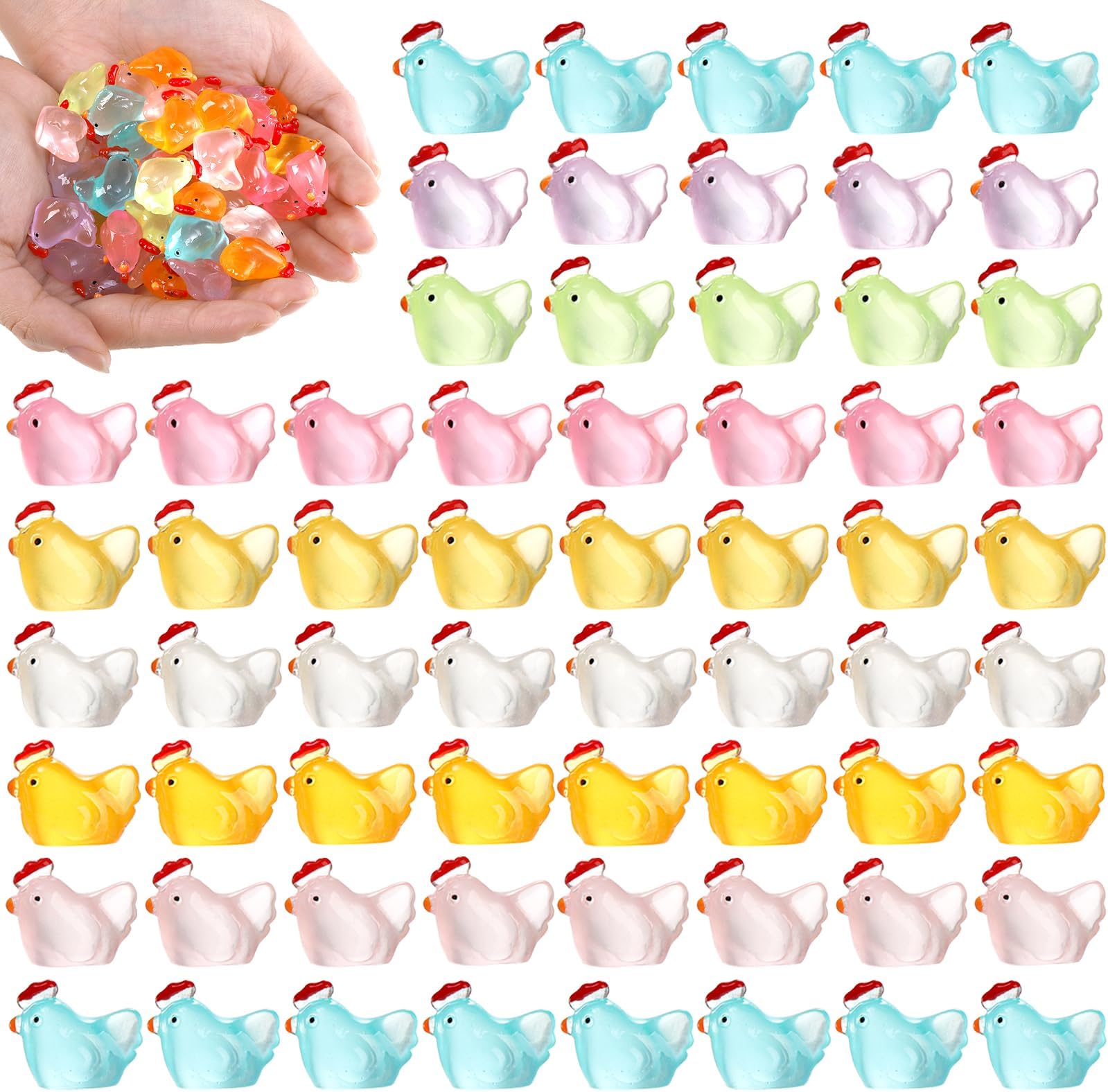 Amazon.com: Hanycon 50PCS Mini Resin Chicken Luminous Mini Chicken ...