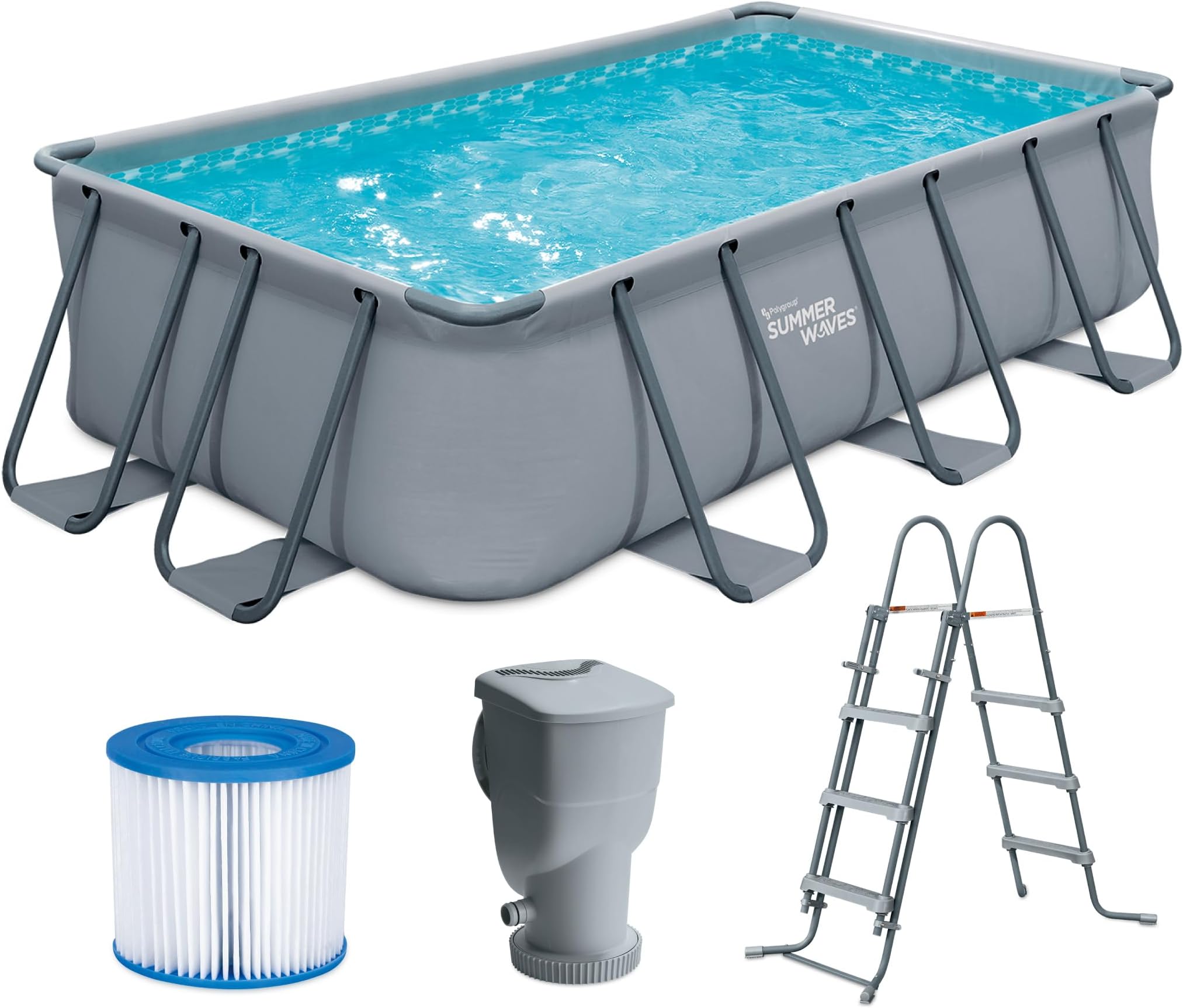 Bestway Steel Pro Frame Pool ohne Pumpe 400 x 211 x 81 cm , blau, eckig ...