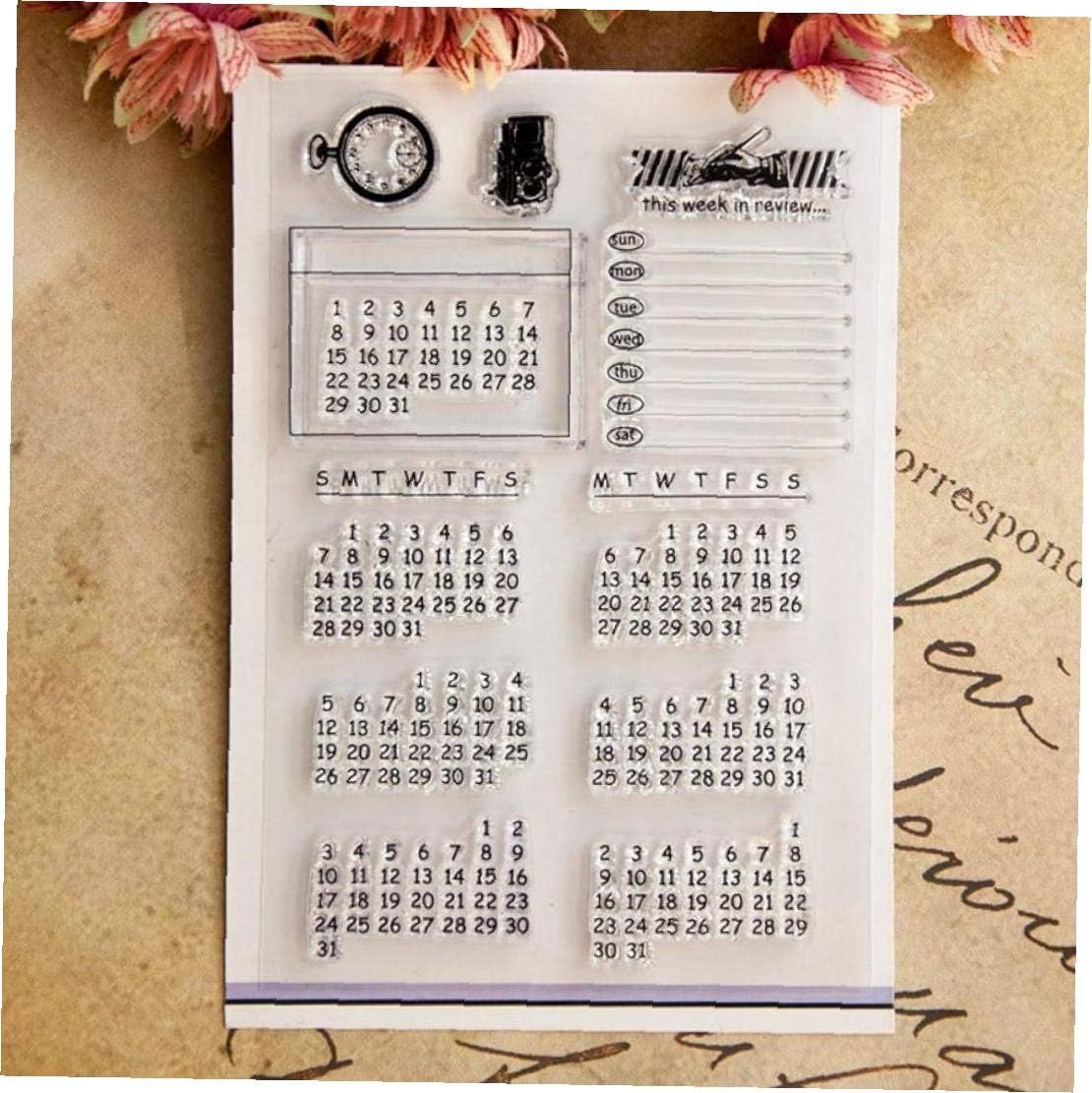 Zonfer Transparent Calendar Stamps Perpetual Calendars Pattern Silicone ...