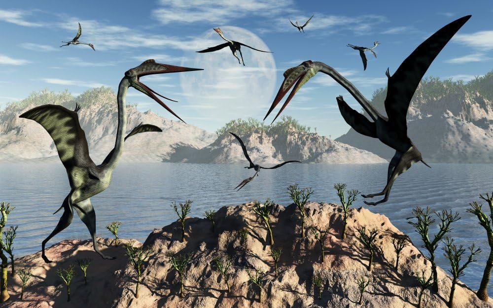 Amazon.com: Posterazzi A flock of large Quetzalcoatlus pterosaurs in a ...