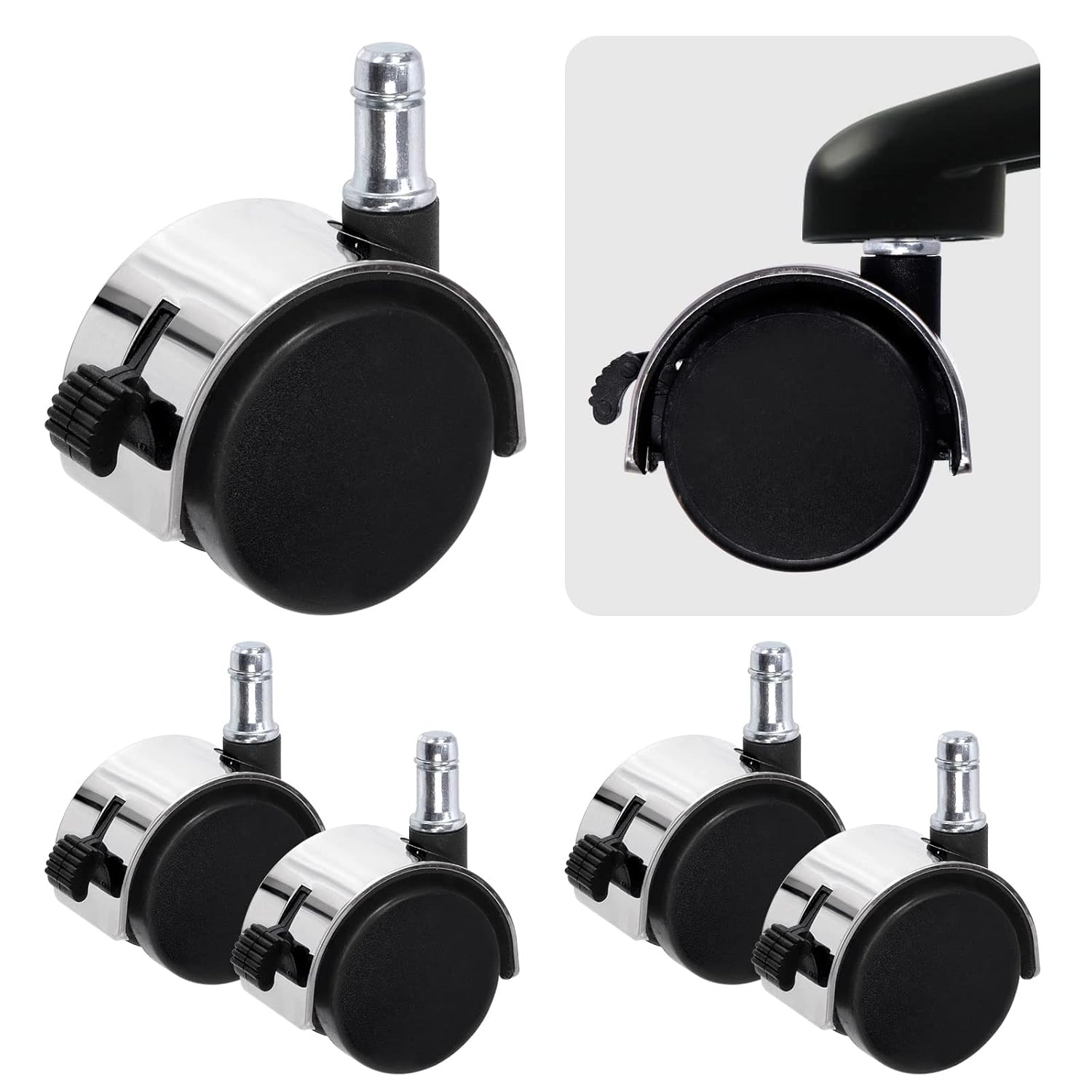 Tanstic 4Pcs 2" Swivel Stem Caster Wheels with Brake, 5/16" Stem ...