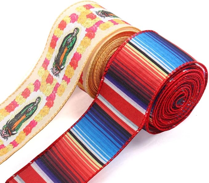 Amazon.com: Estivaux 2 Rolls Mexican Fiesta Ribbons Bows for Wreath ...