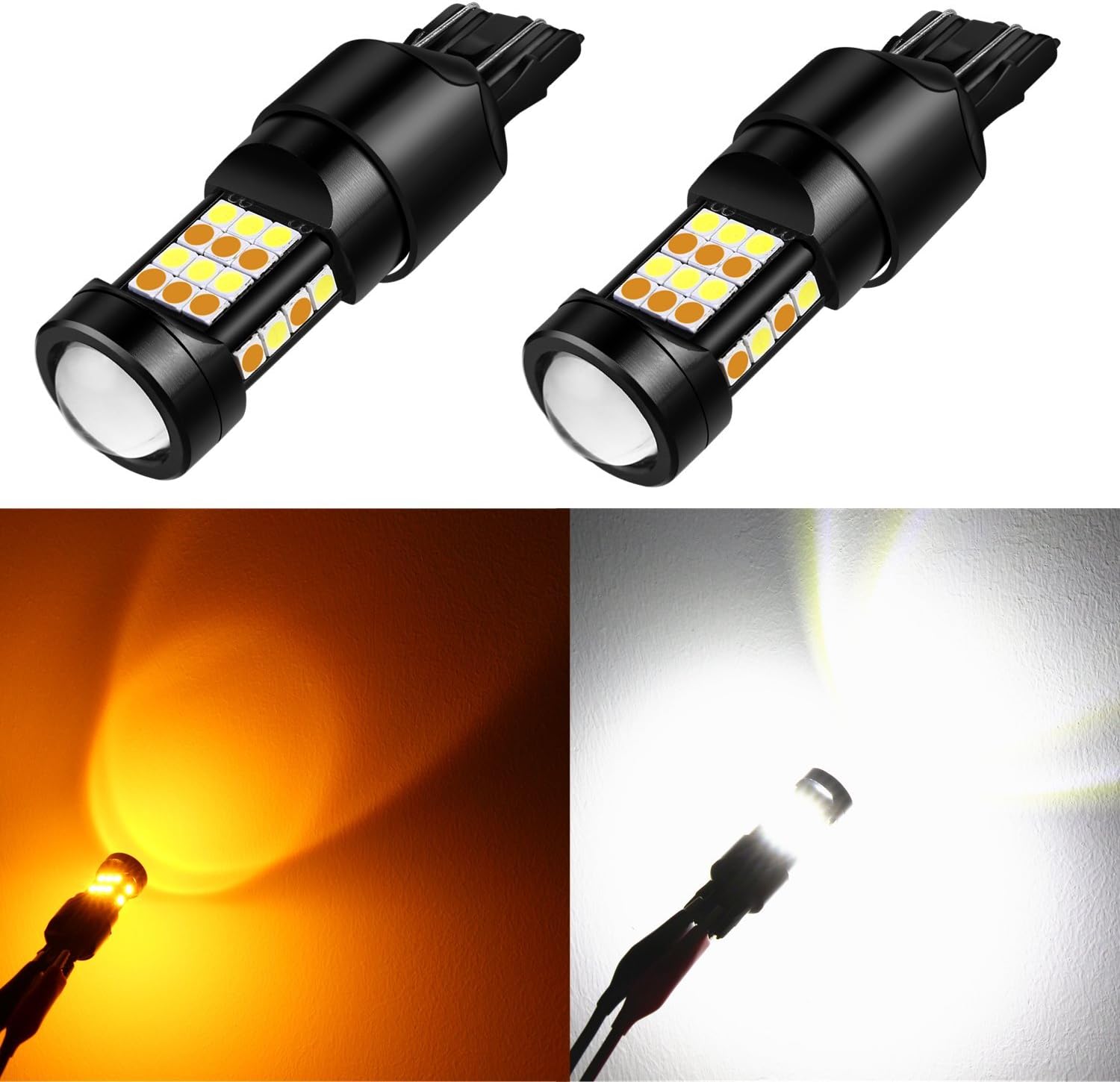 Amazon.com: Alla Lighting 1200 Lumens 7443 LED Switchback Bulbs ...