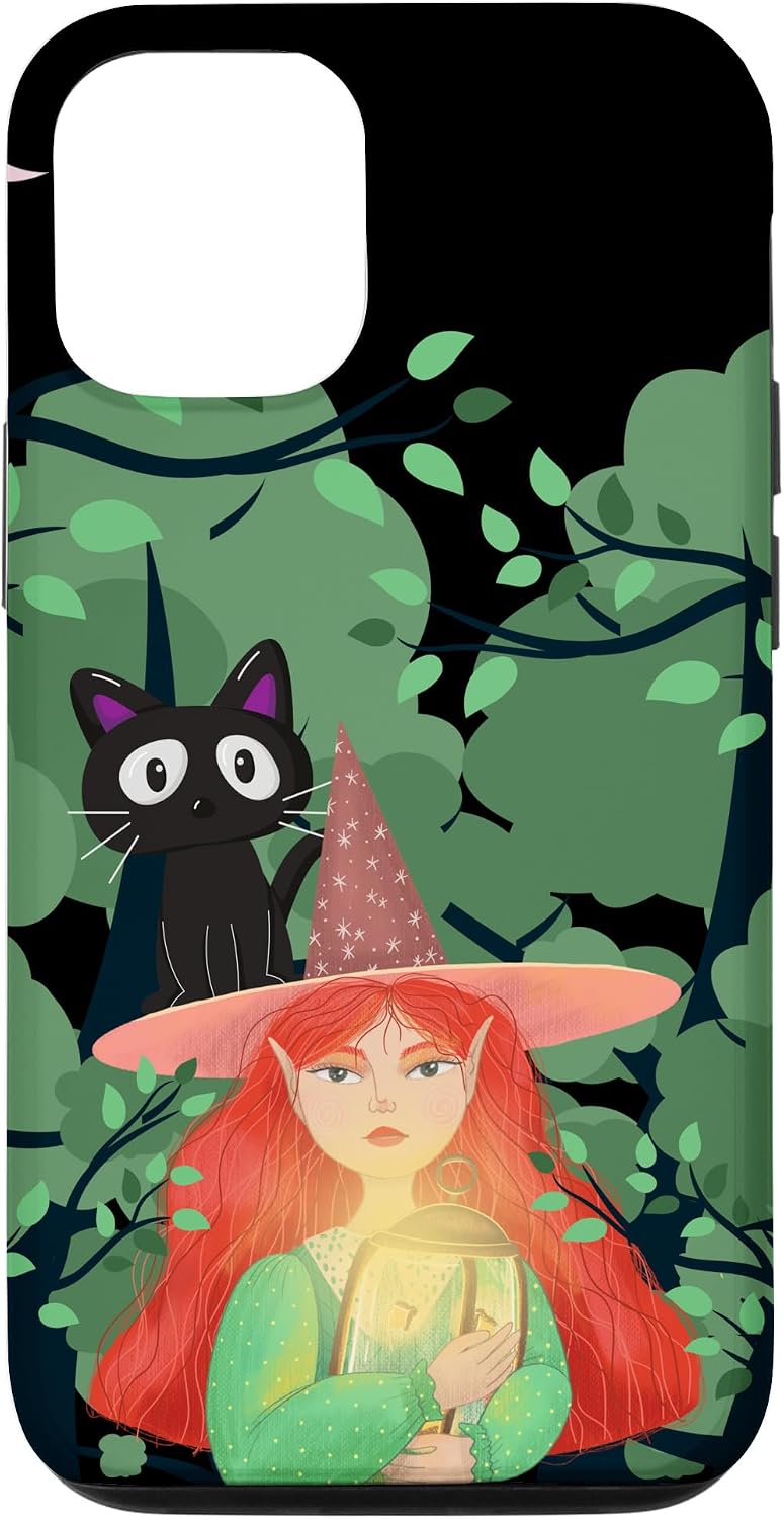 Amazon.com: iPhone 15 Pro Gothic Witch Black Cat Fantasy Art Halloween ...