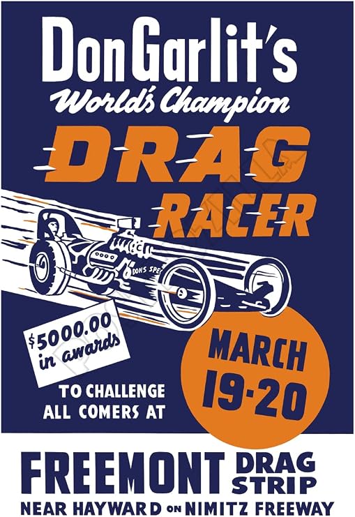 Amazon.com: 1960 Don Garlits Racing at Fremont Raceway - Vintage Drag ...