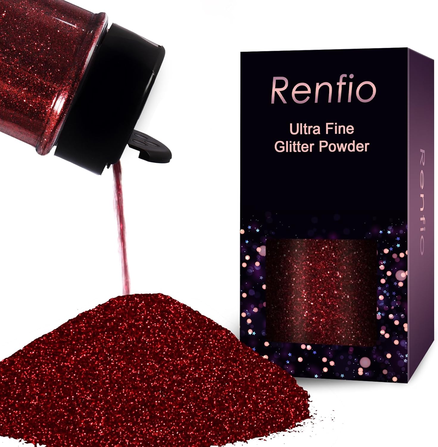 Amazon.com: Renfio Ultra Fine Dark Wine Red Glitter Powder, 2.11 Oz ...