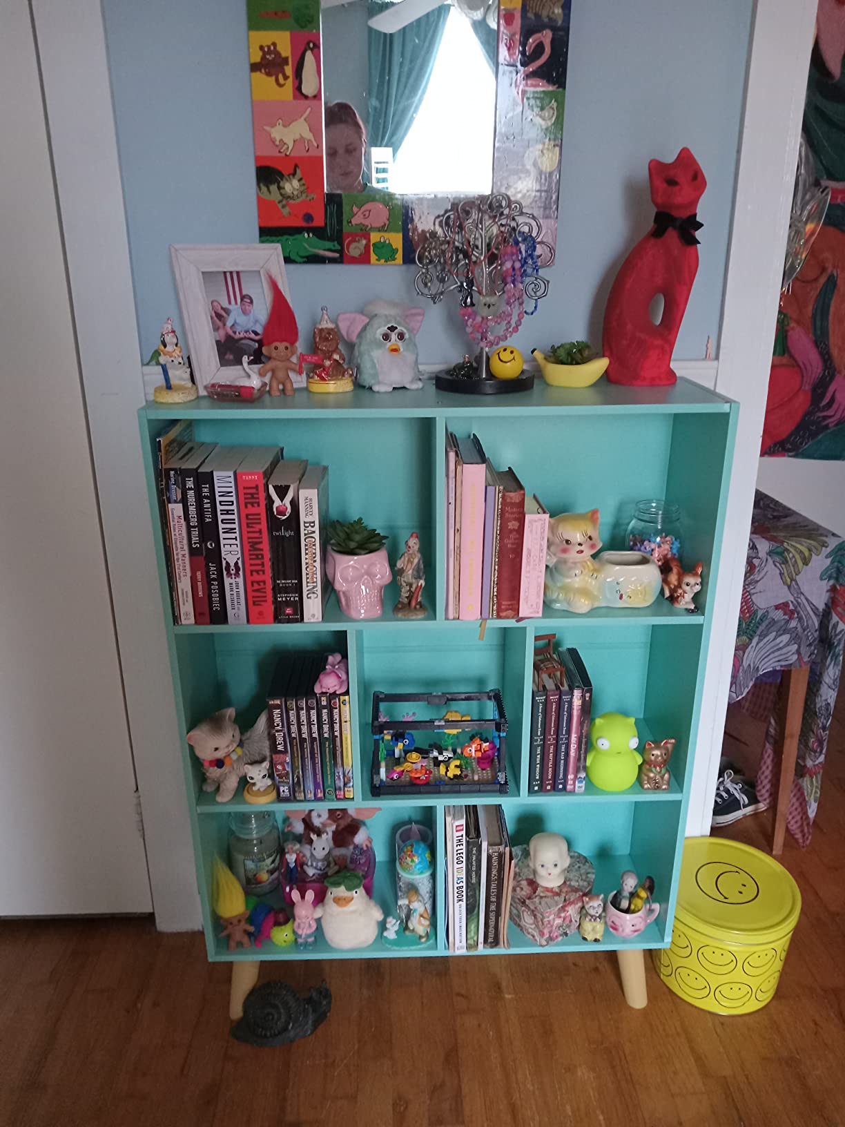 $12/mo - Finance 5 Cube Small Bookshelf,3 Tier Mid-Century Modern ...