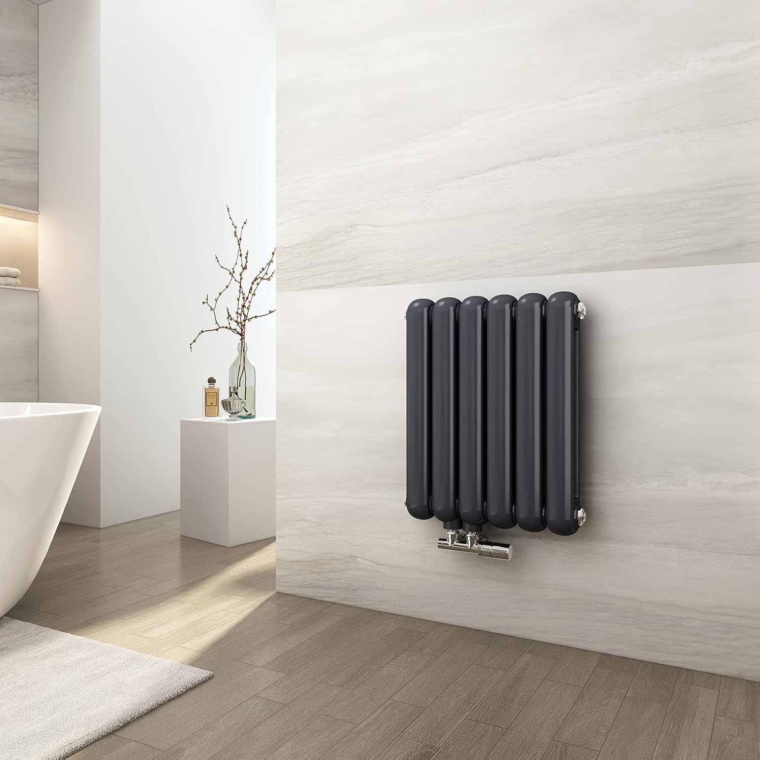 EMKE Radiator, horizontaal, ovaal, 550 x 440 mm, antraciet, design ...