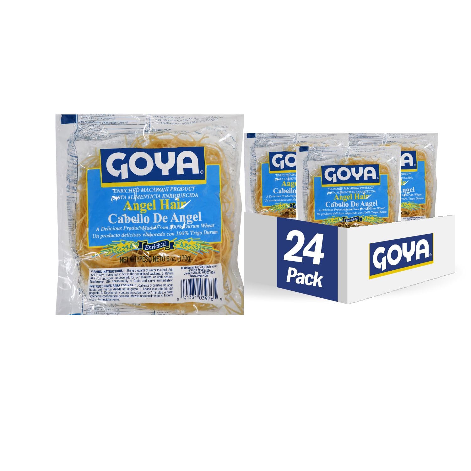 Amazon.com : Goya Foods Angel Hair Pasta, 6 Ounce (Pack of 24 ...