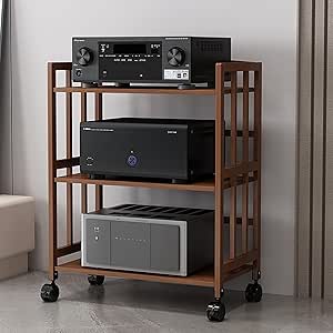 Wooden Corner Shelves Component Cabinet Stereo Rack Audio Tower with ...