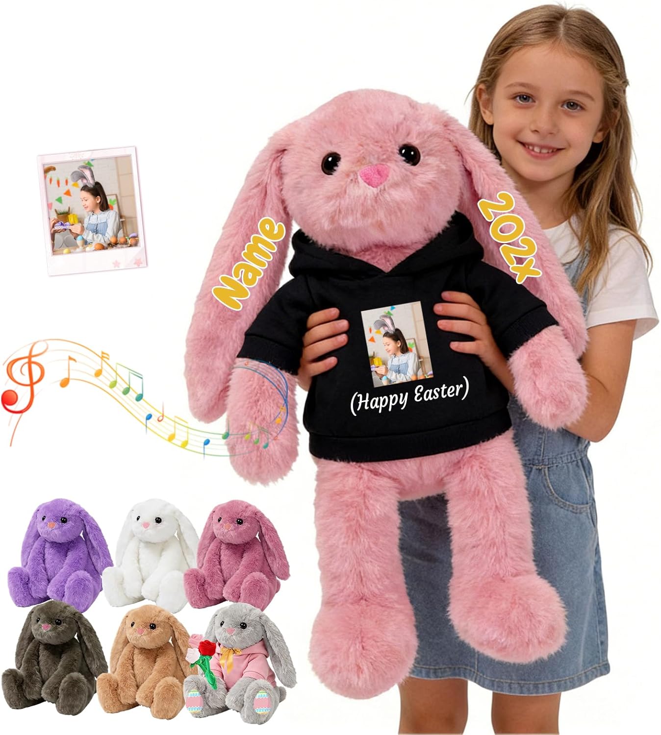 Amazon.com: DRAJOIN Personalized Giant Stuffed Bunny Plush with Text ...