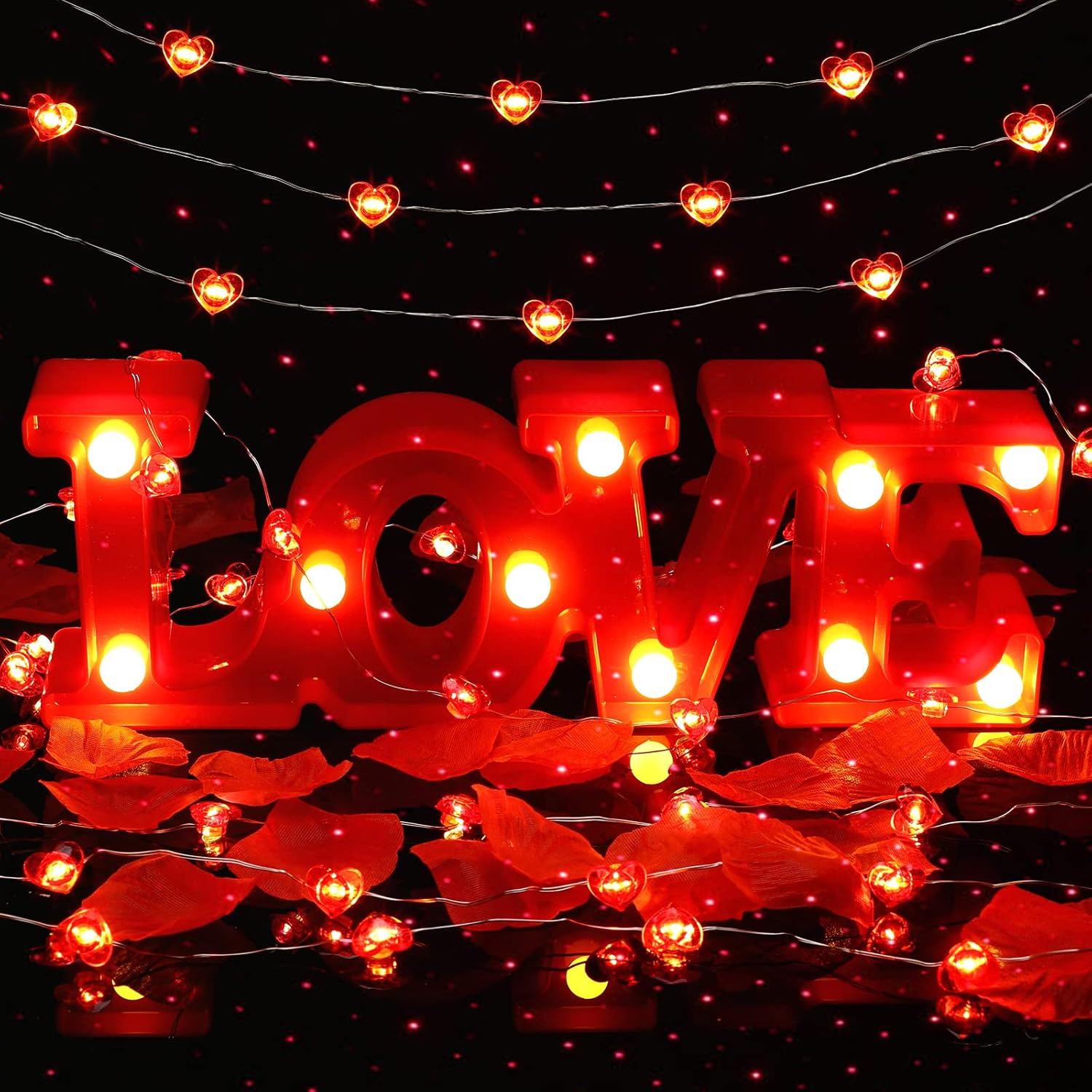 El juego de decoración del día de San Valentín incluye 40 luces LED ...
