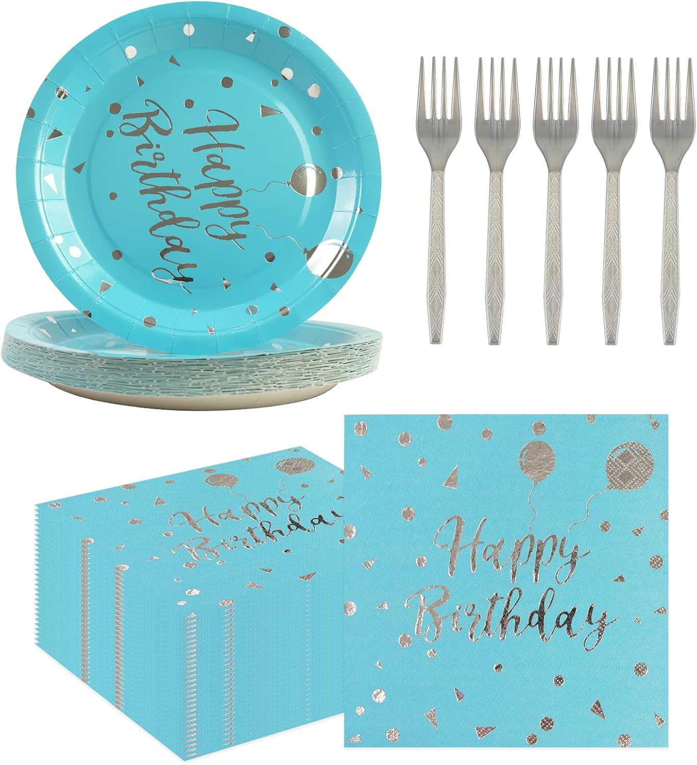 Amazon.com: 75PCS Happy Birthday Paper Plates and Napkins- Disposable ...
