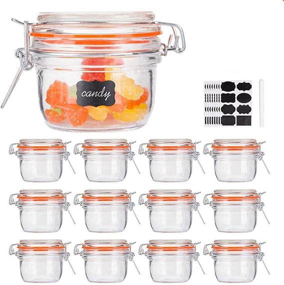 Amazon.com: Small Glass Jars With Airtight Lids,Encheng Glass Spice ...
