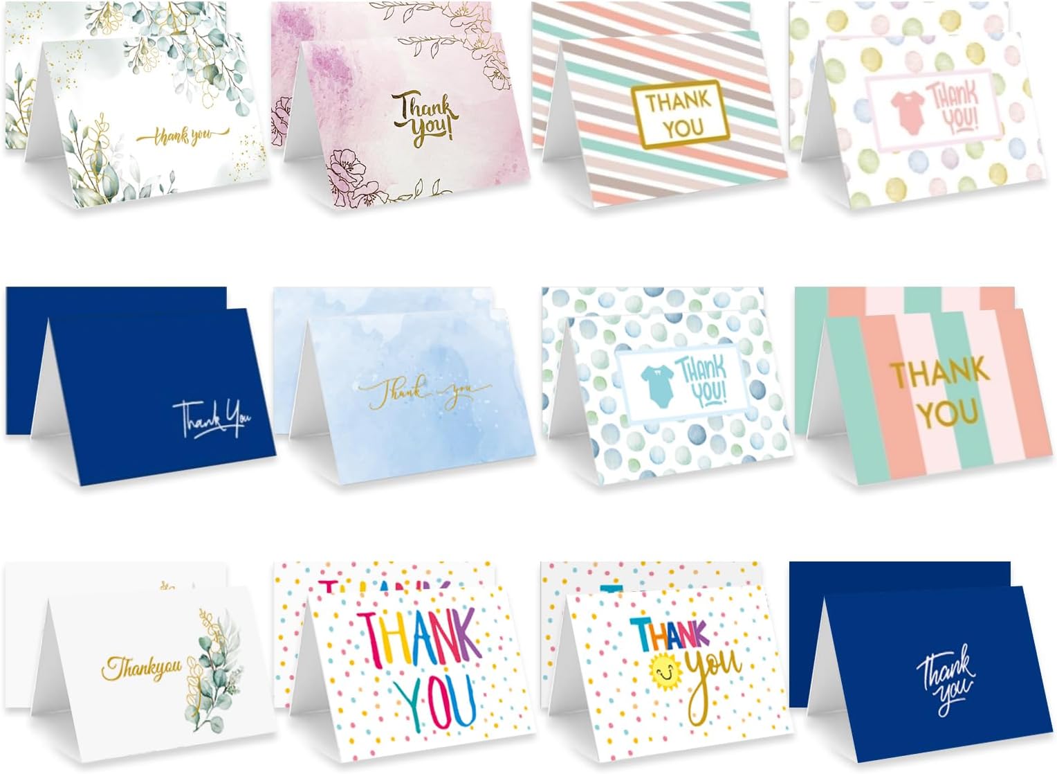 Amazon.com : Zestify Greeting Card Set | 48 Unique Blank Thank You ...