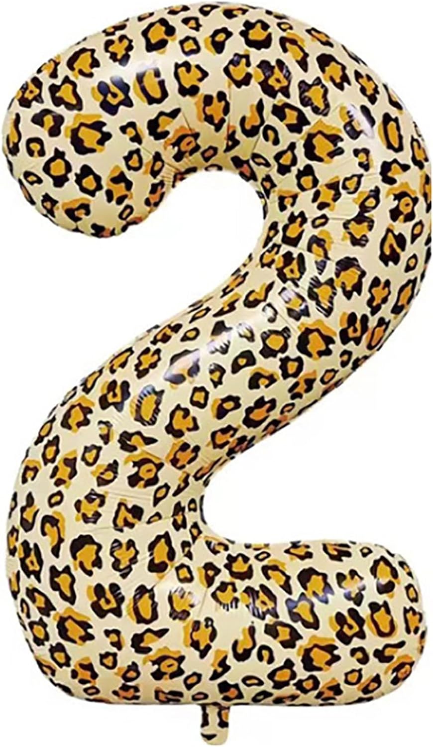 Amazon.com: Gold Leopard Number 2 Balloon, 32 Inch Large Size Digit ...