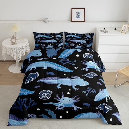 Amazon.com: Feelyou Cartoon Axolotl Comforter Kawaii Axolotl Comforter ...