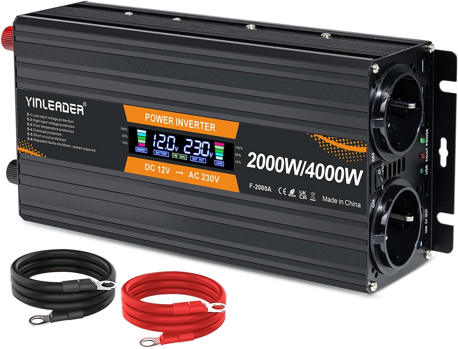 JIGUUN 2000W Convertisseur 12V 220V Pur Sinus avec Chargeur 30A et Priorité Secteur et UPS ...