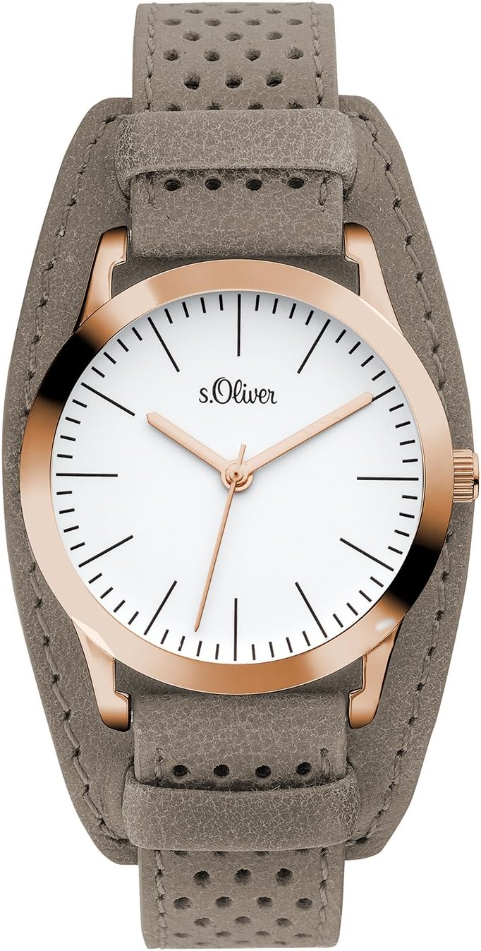 s.Oliver Women Analogue Quartz Watch with Leather Strap SO-3221-LQ ...