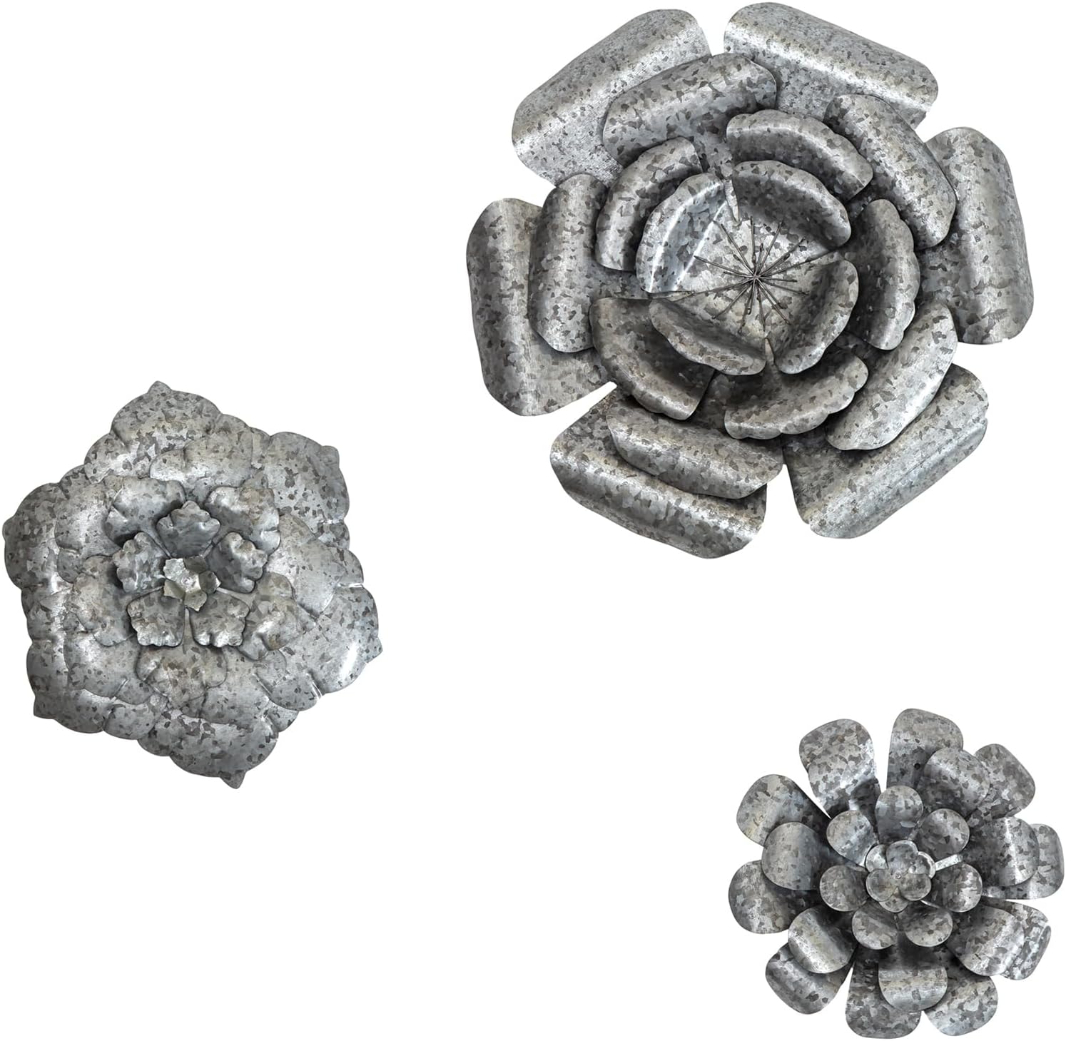 Amazon.com: Habitat Decor 12-in by 8-in Lani Silver Flowers Metal Wall ...
