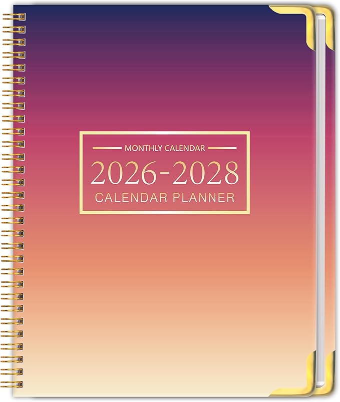 Monthly Planner 2026-2028, Hardcover 3 year calendar 2026-2027-2028 ...