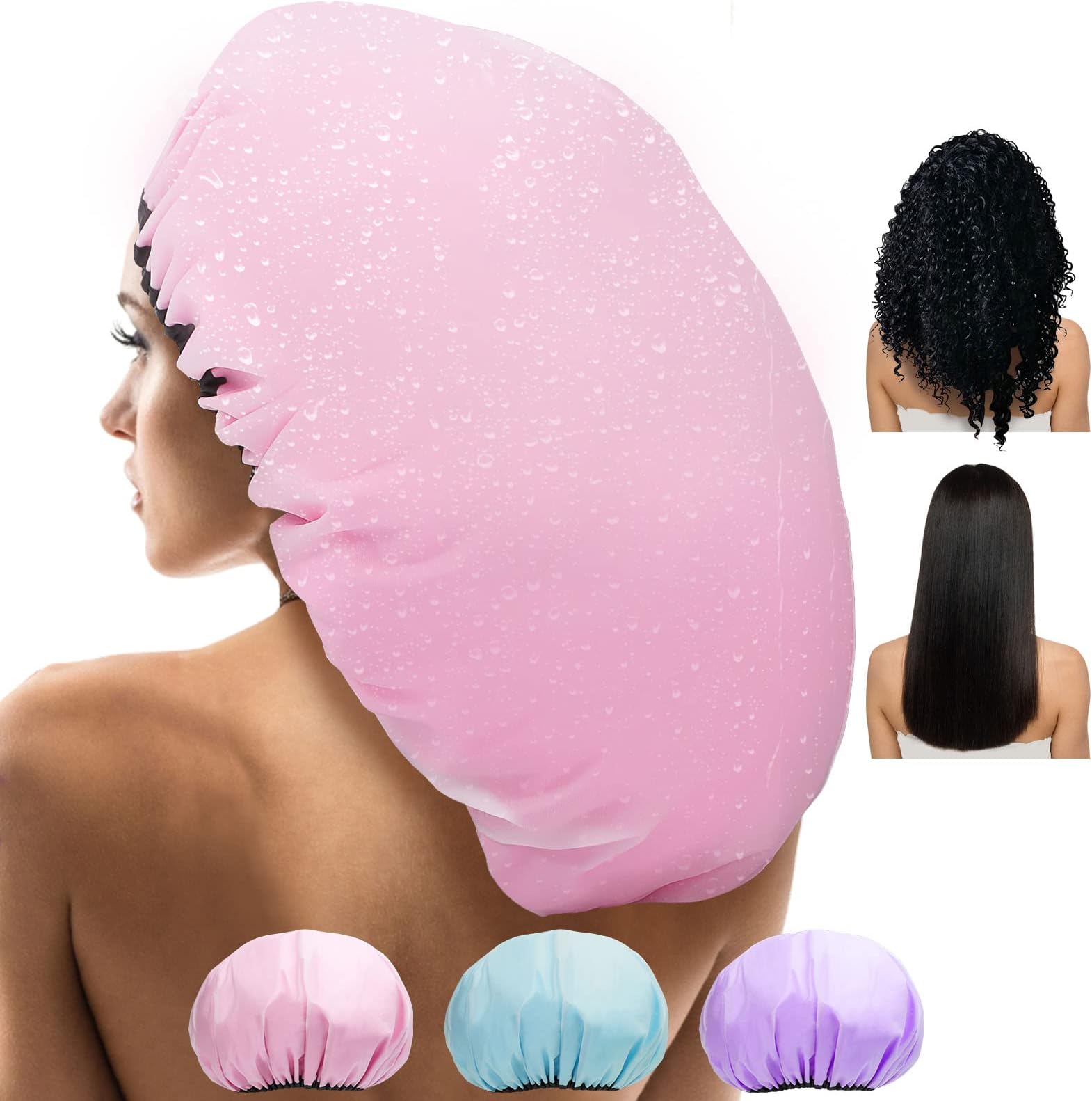 Amazon.com : Ms. Remi Max Jumbo Braid Shower Cap Pink : Beauty ...