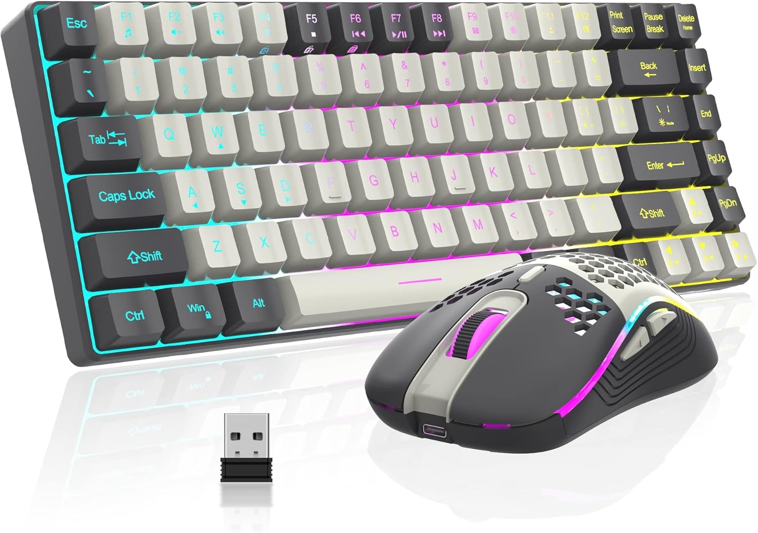 RedThunder K84 Wireless Keyboard and Mouse Combo, RGB Backlit ...