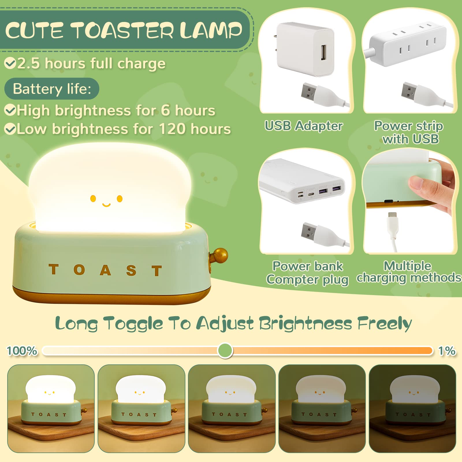 Amylove Toaster Lamp Cute Toast Night Lamp Mini Lamp Night Light Lamp ...