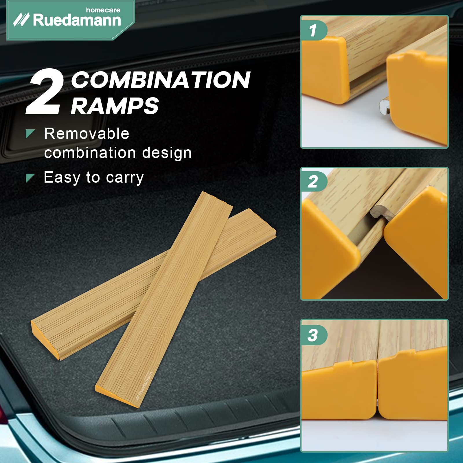 Ruedamann 2" Rise Splicable Threshold Ramp,1700LBS Capacity,35.4" Wide ...