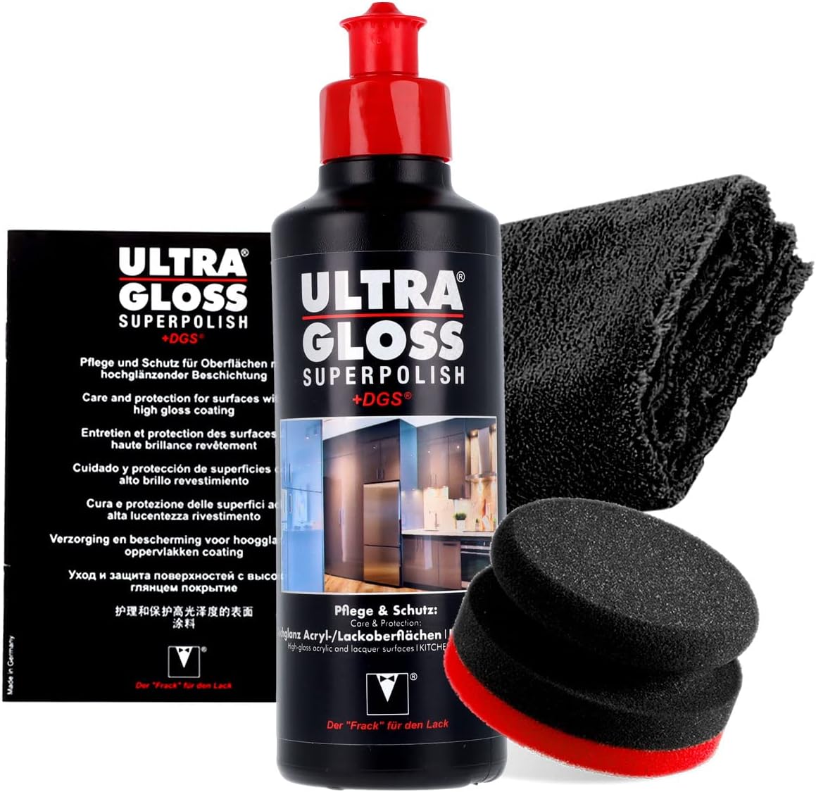 Möbel Politur Bundle - Ultra Gloss Superpolish Küche 0,25L + Booklet + detailmate Poliertuch ...