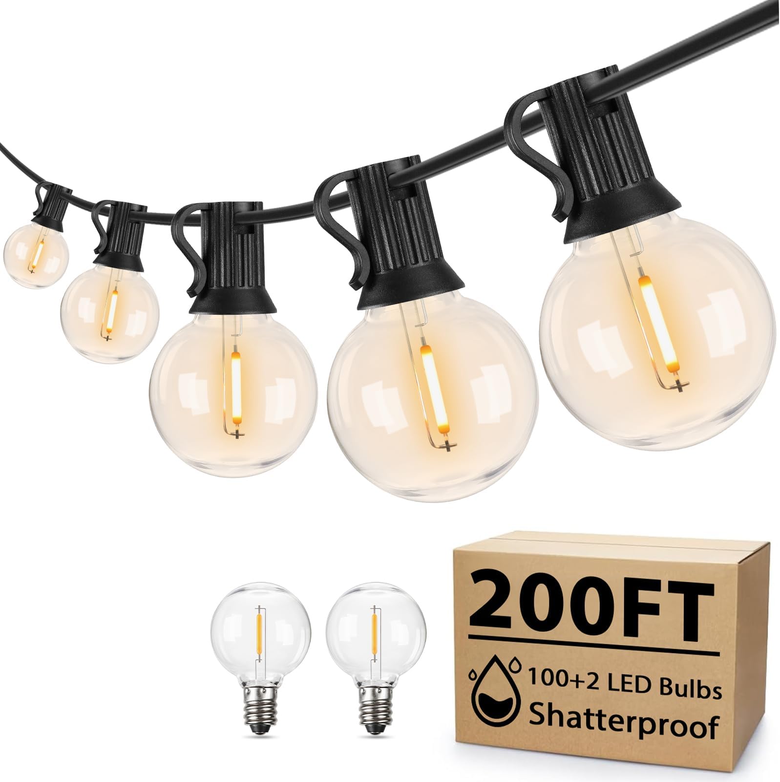 200FT Outdoor String Lights, Waterproof Outside Patio String Lights ...