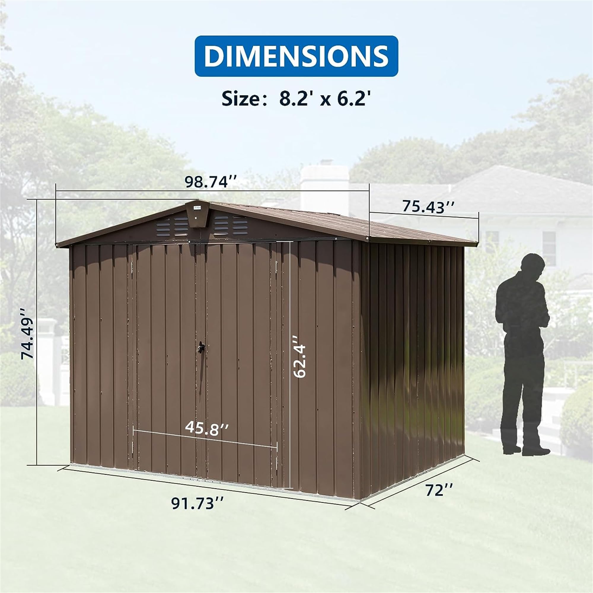 Snapklik.com : Goohome 82X 6.2FT Outdoor Storage Shed, Metal Steel ...