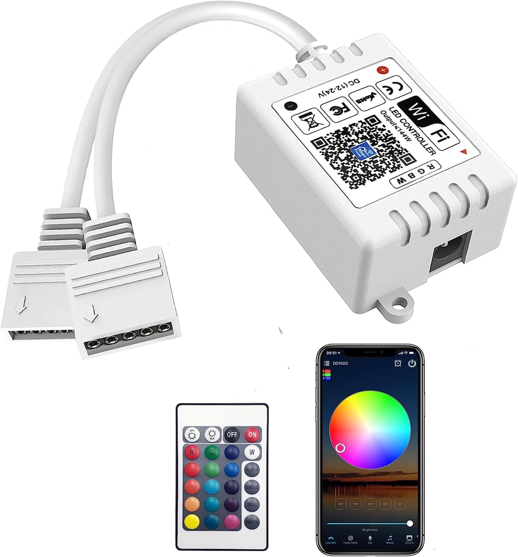 Smart RGBW WiFi LED Controller 2-Output for 5 Pin RGBW LED Strip,Work ...