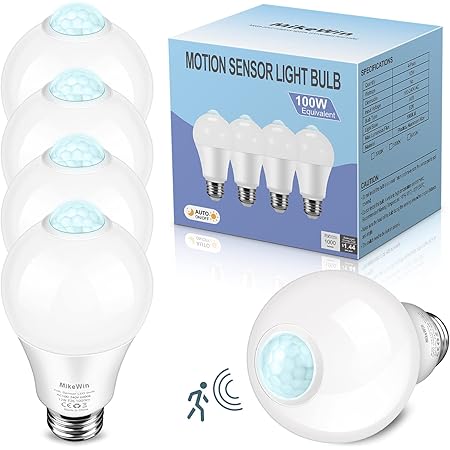 Amazon.com: Motion Sensor Light Bulbs, 12W (100-Watt Equivalent) PIR ...