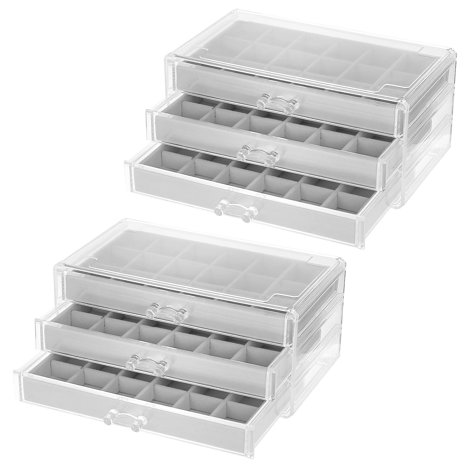 Amazon.com: QWORK 2 Pack Acrylic Rock Collection Box with 54 Grids ...