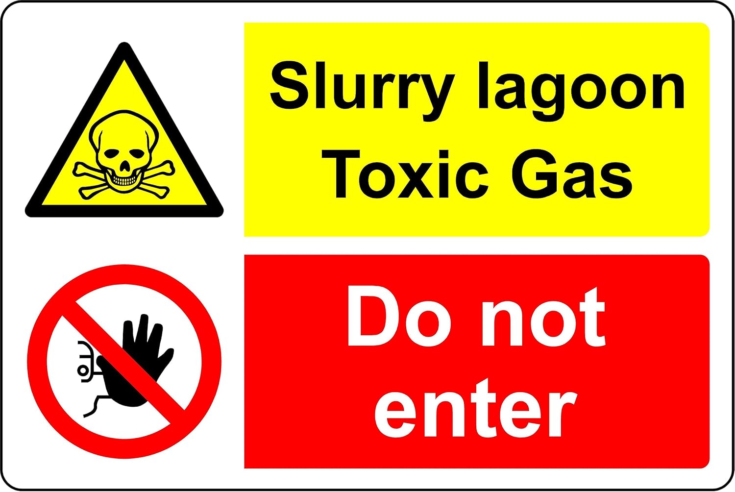 Slurry lagoon toxic gas do not enter Farm safety sign - 1mm Plastic ...