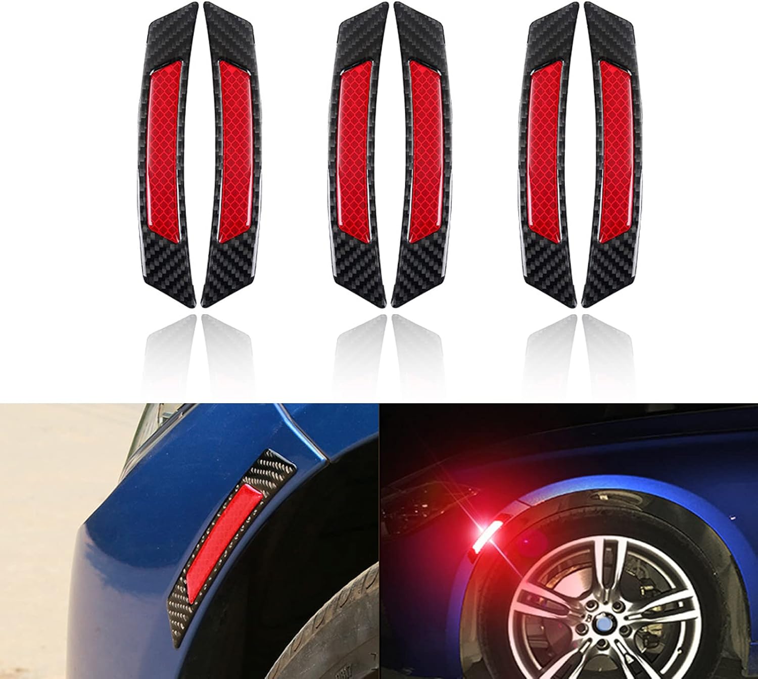 Amazon.com: Fogfar 6 Pack Car Door Reflective Stickers, Carbon Fiber ...
