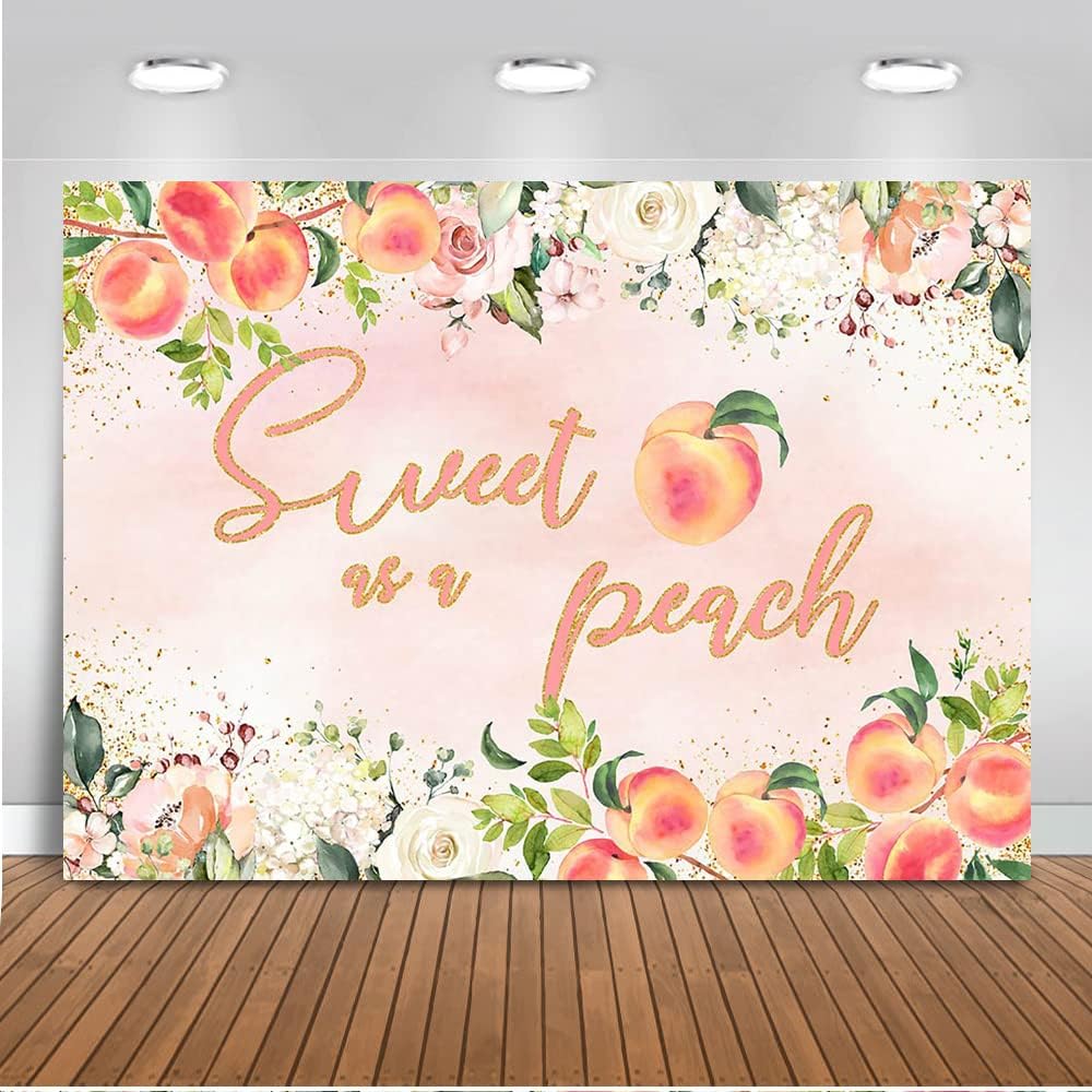 Amazon.com : Mocsicka Sweet as a Peach Backdrop Girl Peach Theme Baby ...