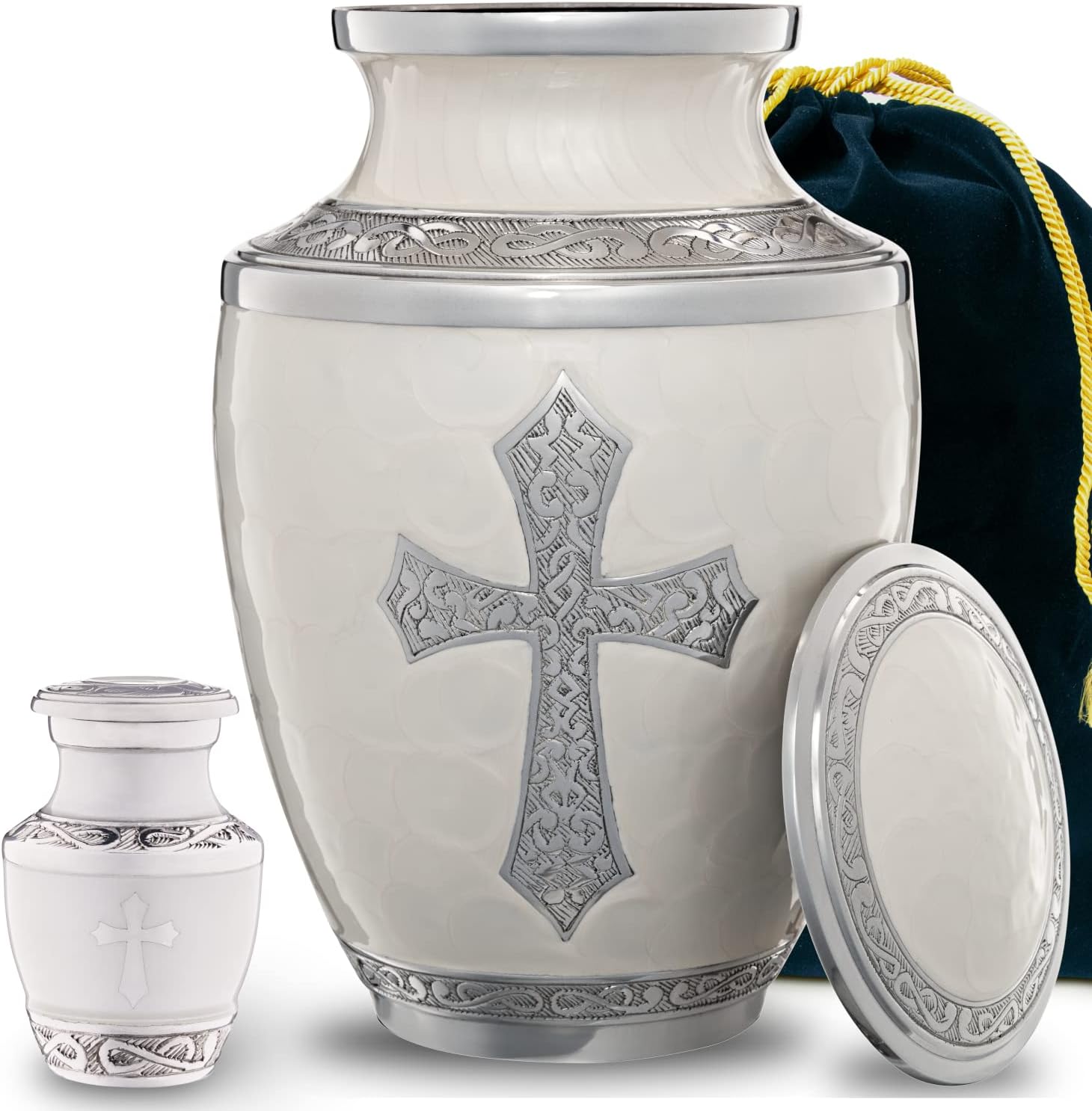 Amazon.com: Large White Urn with Cross and ONE Individually Boxed ...