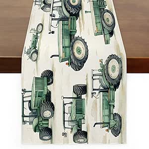 Amazon.com: Snatocys Green Tractor Table Runner for Dinners Table, 13 x ...