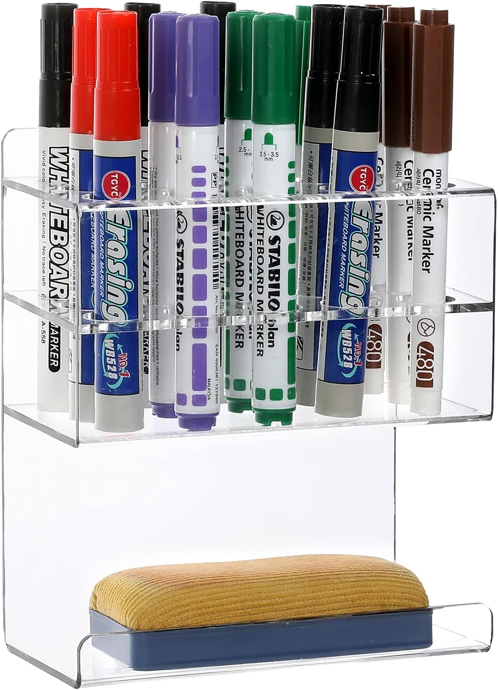 MyGift Clear Premium Acrylic Dry Erase Marker Holder Rack, Wall Mounted ...