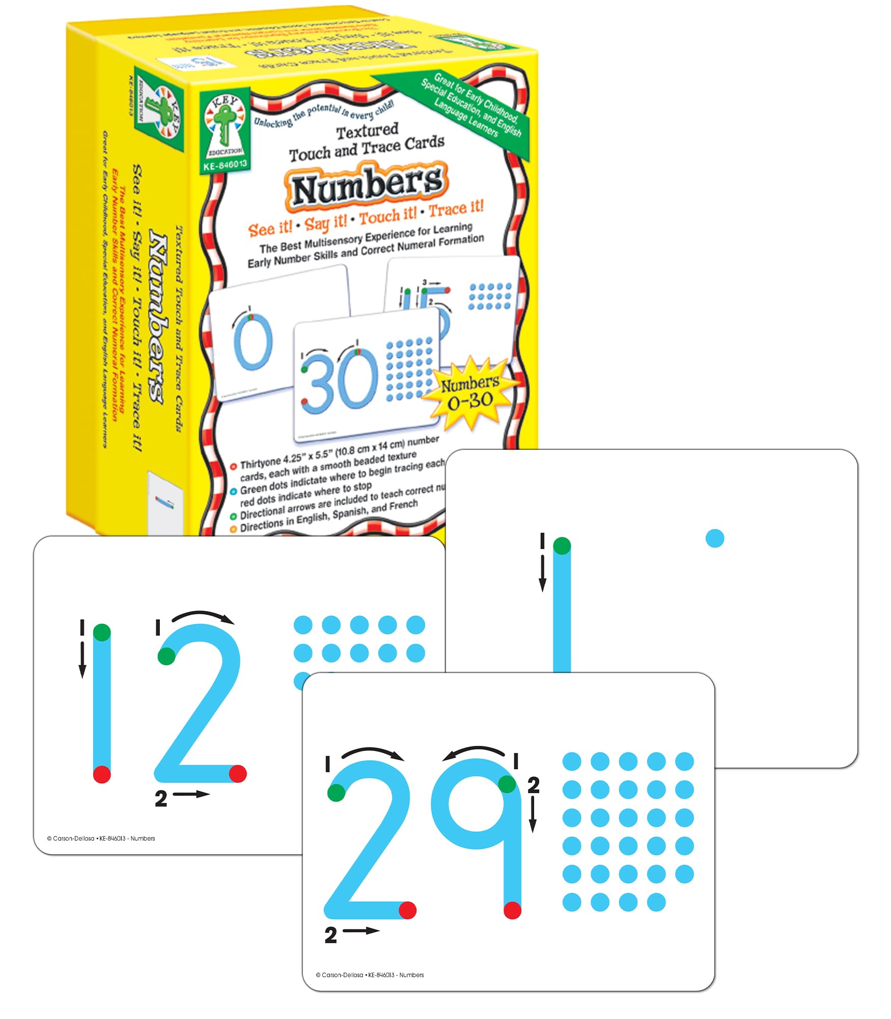Snapklik.com : Key Education Textured Touch And Trace Math Flash Cards