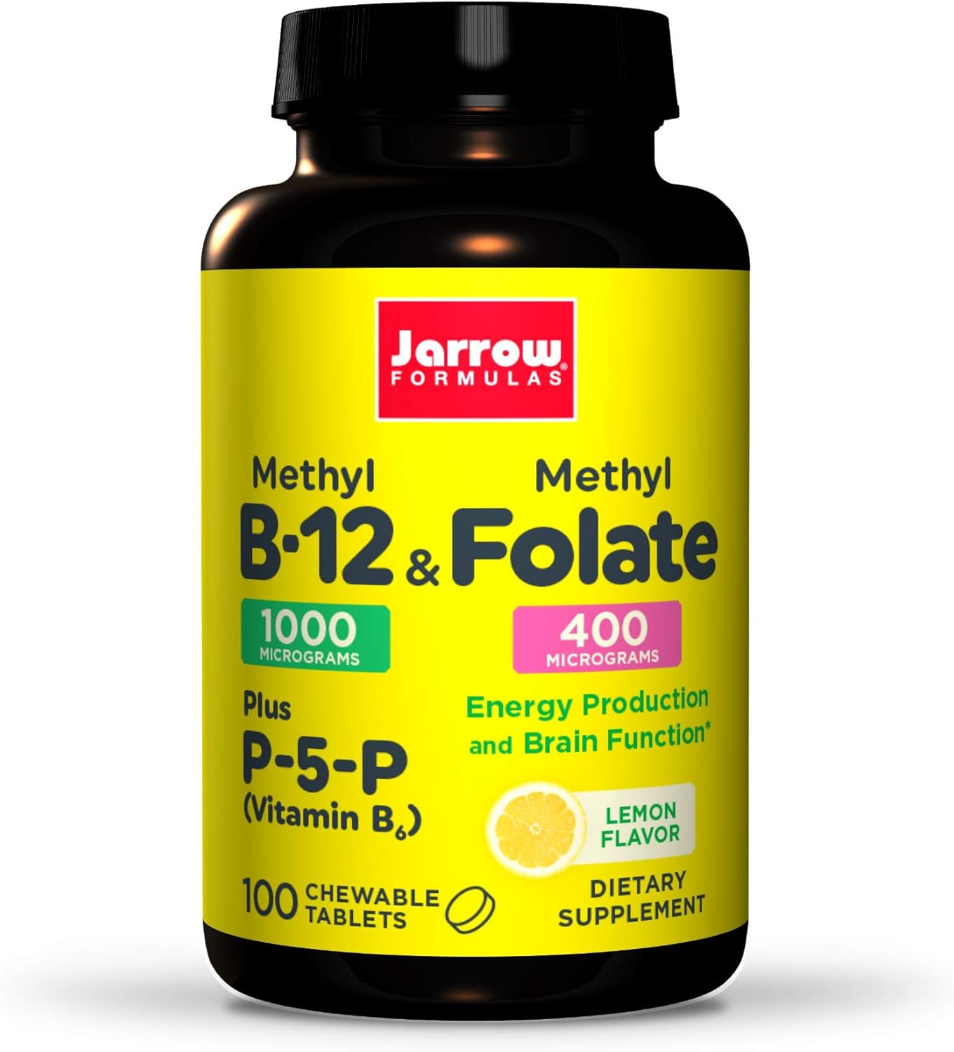 Jarrow Formulas Methyl B 12 Folate Lemon Flavor 1000mcg 400 Mcg
