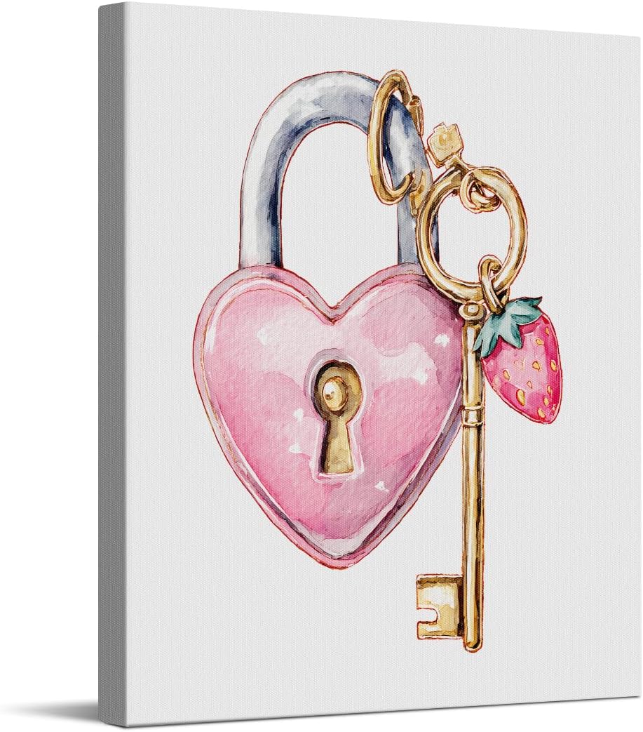 Amazon.com: CYFDYVT Sweet Heart Lock and Key Valentine’s Day Wall Art ...