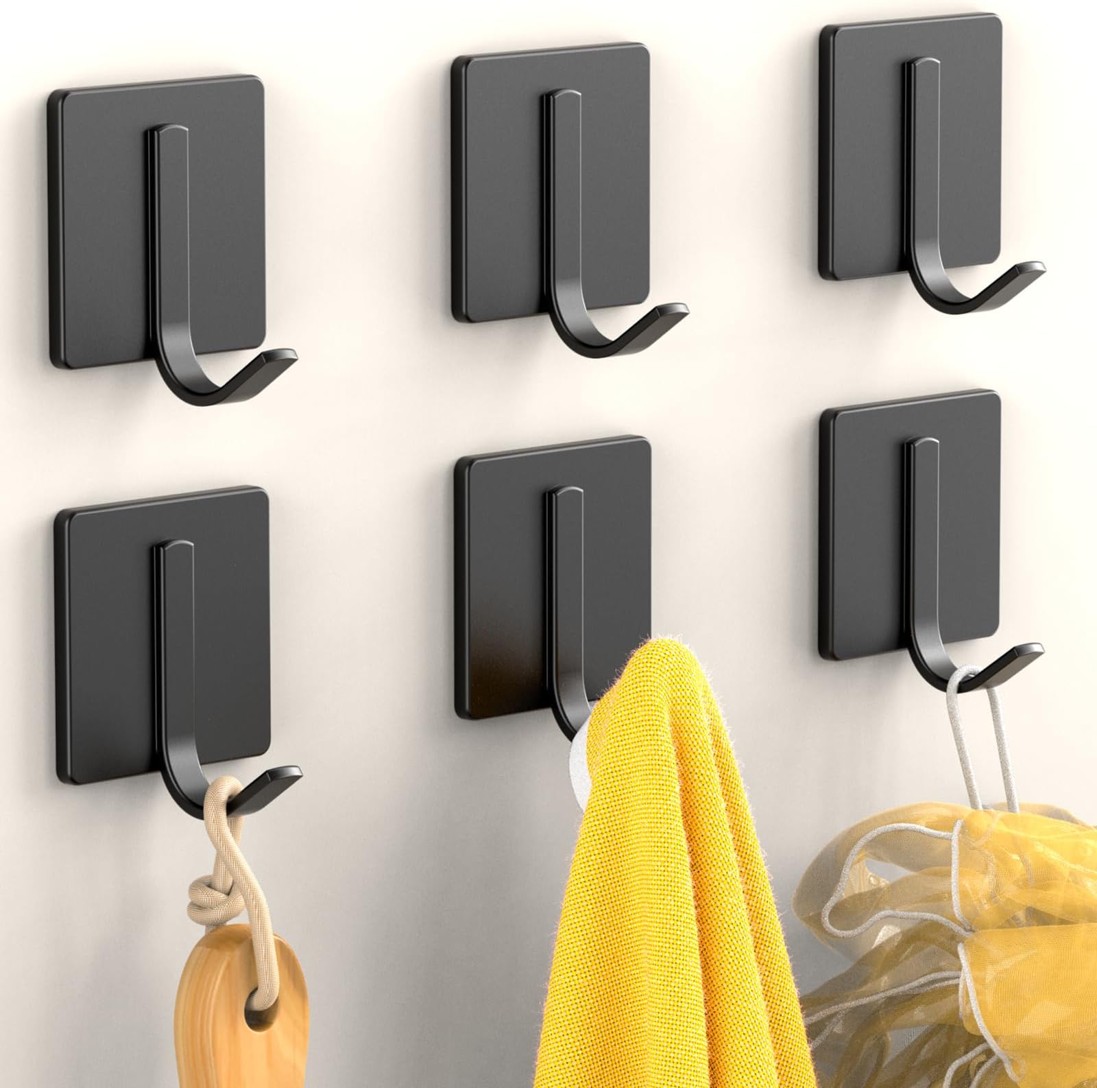Batur Towel Hooks, 6 Pack Improved Adhesive Hooks, Wall Hooks for ...